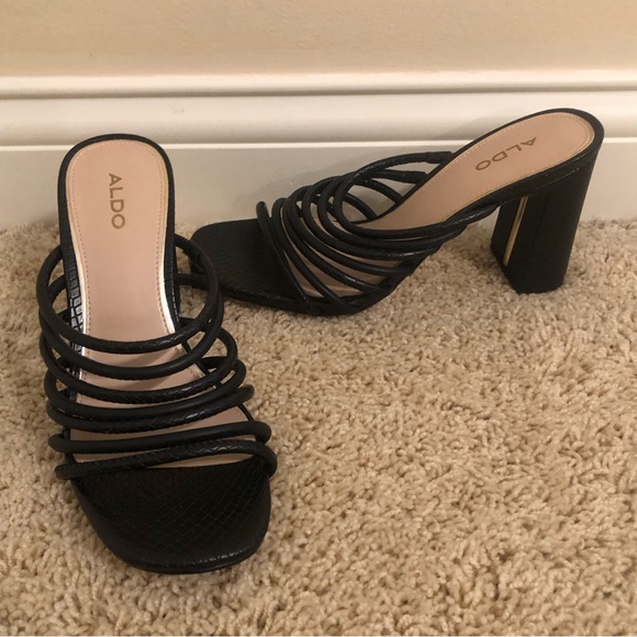 Aldo | Shoes | New Aldo Trelidda Black Snake Print Square Toe Block ...